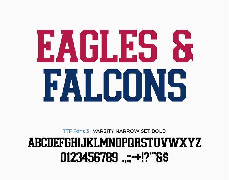 Varsity Narrow Block Fonts TTF SVG College Fonts for Cricut Block Fonts ...