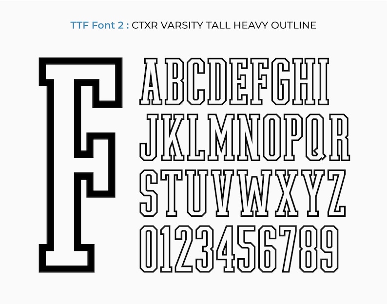 Varsity Tall Font, Heavy & Outline (SVG TTF DXF) - Etsy