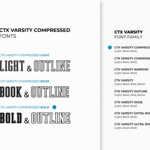 Varsity Compressed Font TTF SVG, Bold and Outline Fonts - Etsy