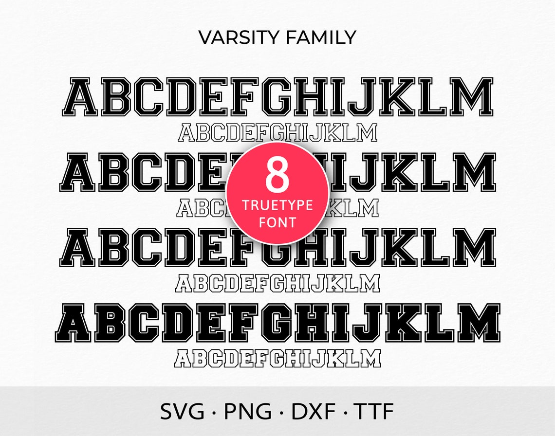 Varsity Font SVG TTF Fonts Bundle College Font Svg Sports - Etsy