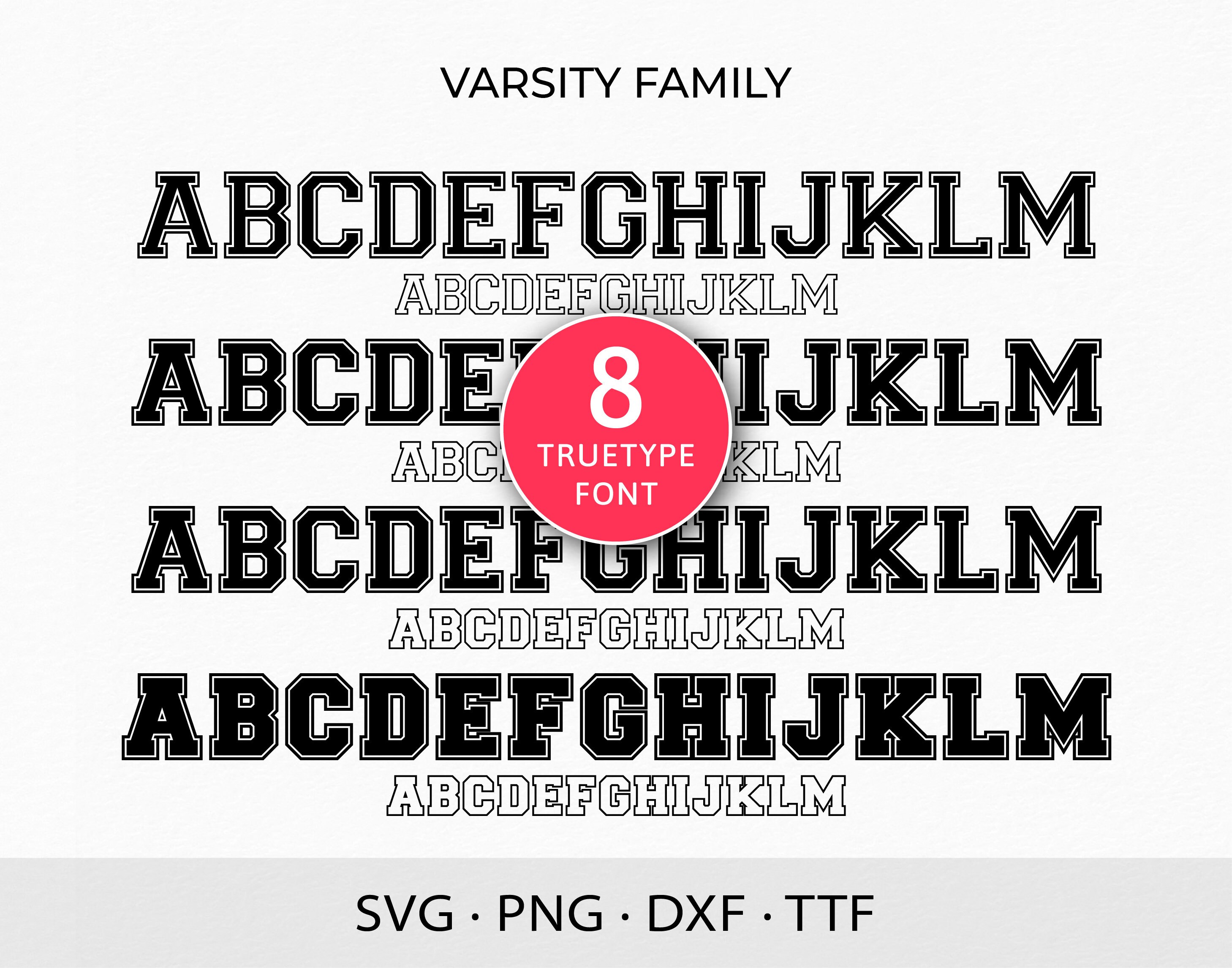Varsity Font SVG TTF Fonts Bundle College Font Svg Sports - Etsy