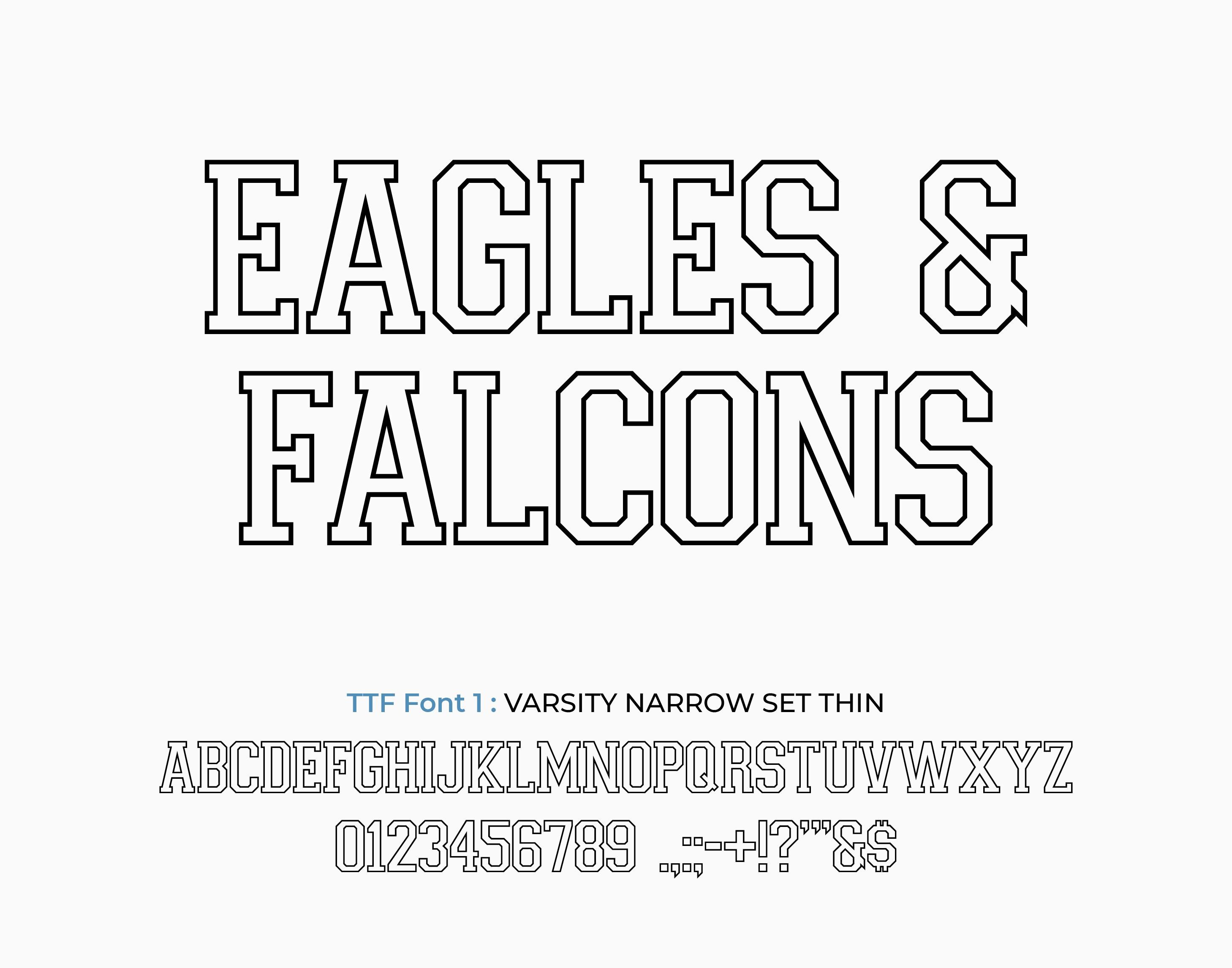 Varsity Narrow Outline Fonts TTF SVG College Fonts for Cricut Outline ...