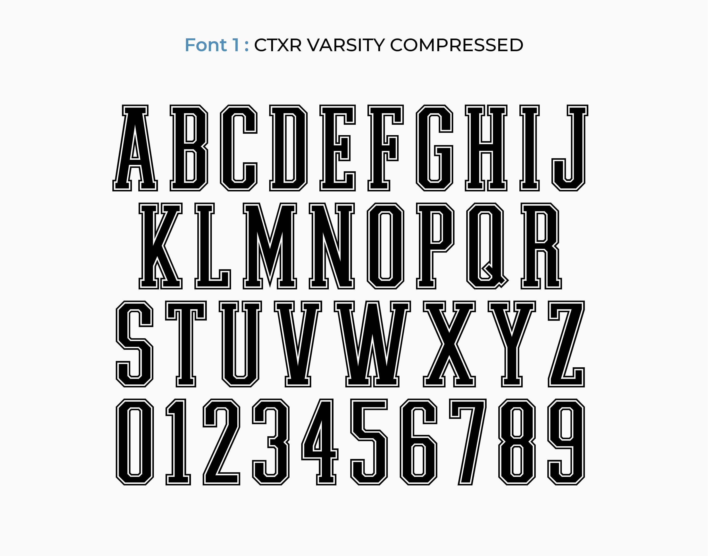 Varsity Compressed Fonts TTF SVG, Outline Alphabet (digital Download ...