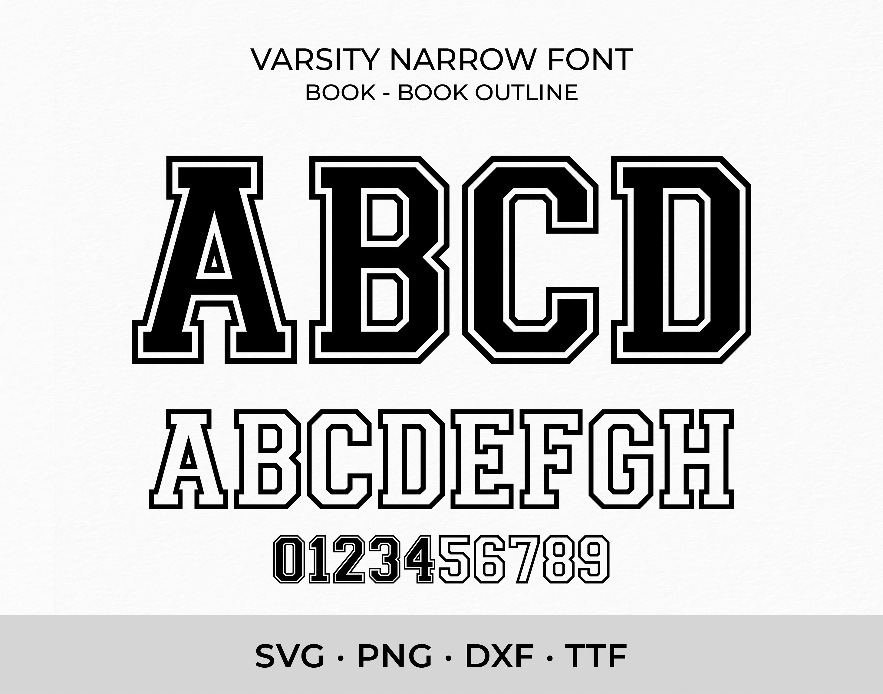 Varsity Font SVG TTF Narrow Book, College Font Svg Sports Font Svg ...