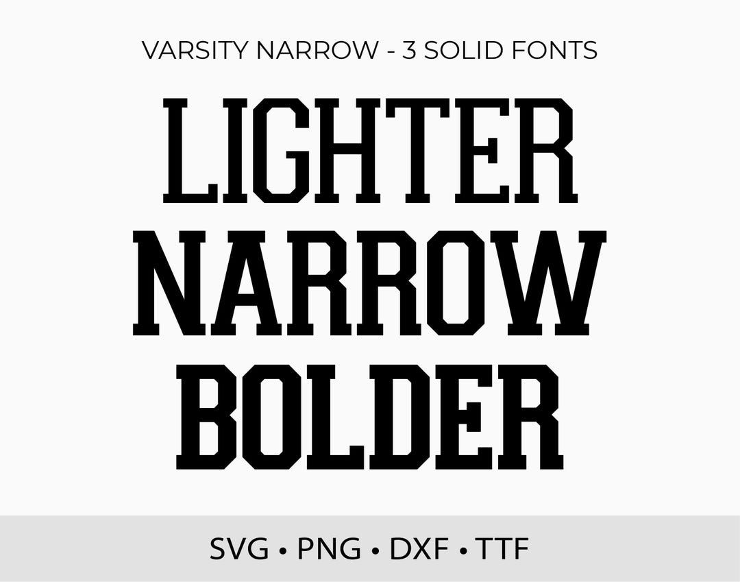 Varsity Narrow Block Fonts TTF SVG College Fonts for Cricut Block Fonts ...