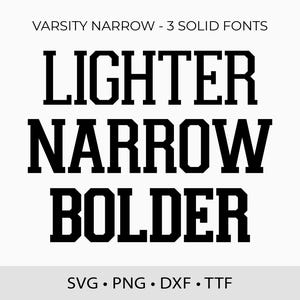 Varsity Narrow Block Fonts TTF SVG College Fonts for Cricut Block Fonts ...