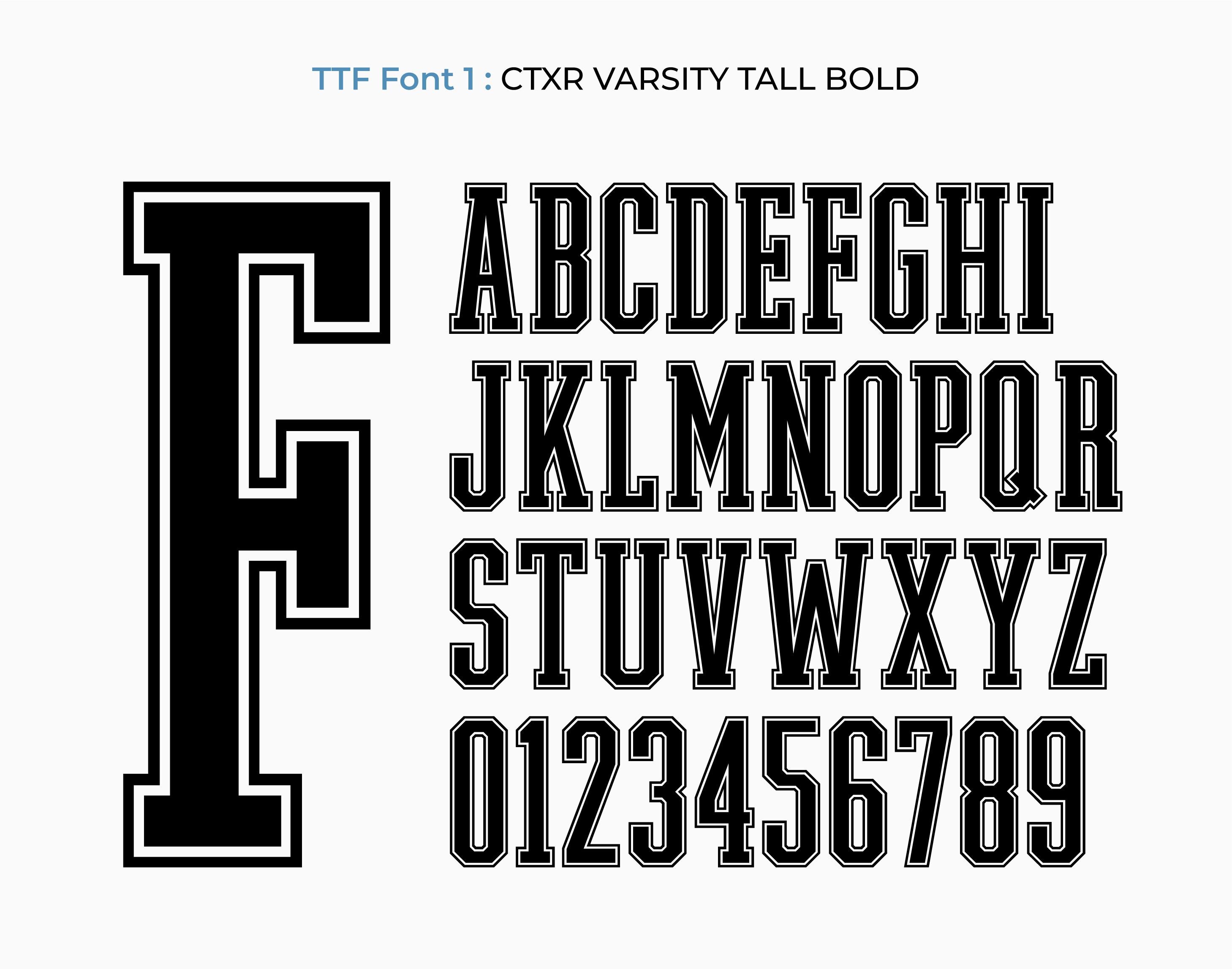 Varsity Tall Bold Font SVG TTF DXF Tall Font Ttf Outline Font for ...
