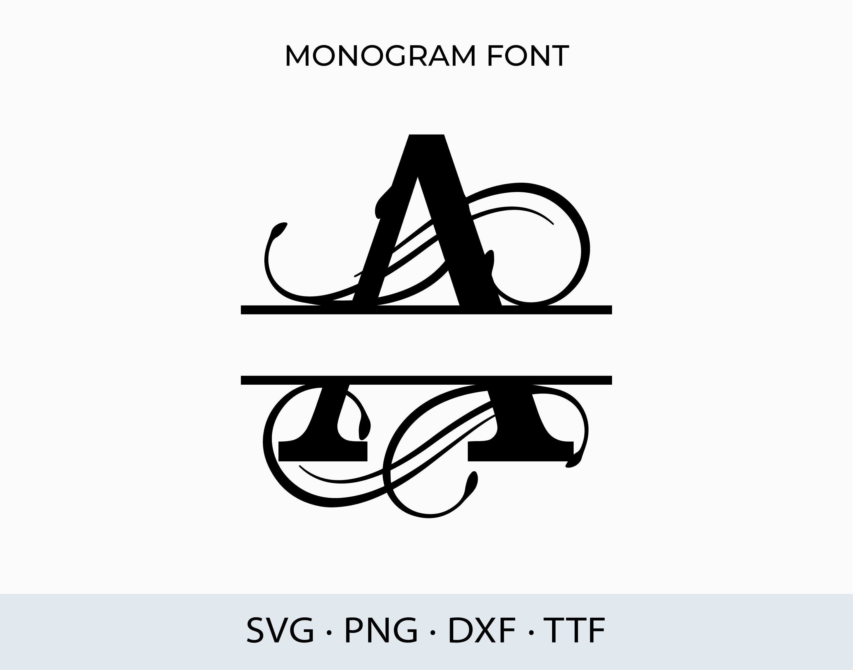 Split Monogram SVG PNG DXF, Monogram Font, Alphabet Monogram Svg, Split ...