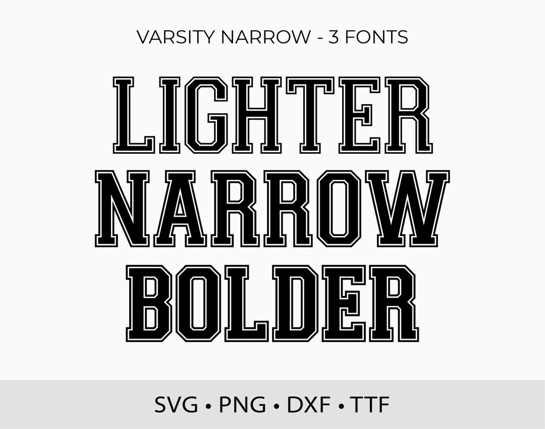 Varsity Narrow Fonts TTF SVG College Fonts for Cricut Fonts, Sport ...