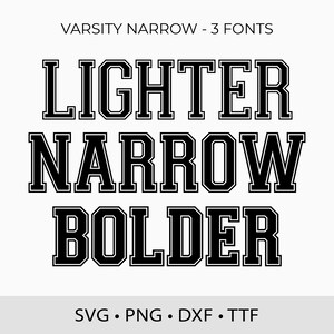 Varsity Narrow Fonts TTF SVG: College Sport Fonts for Cricut (digital ...