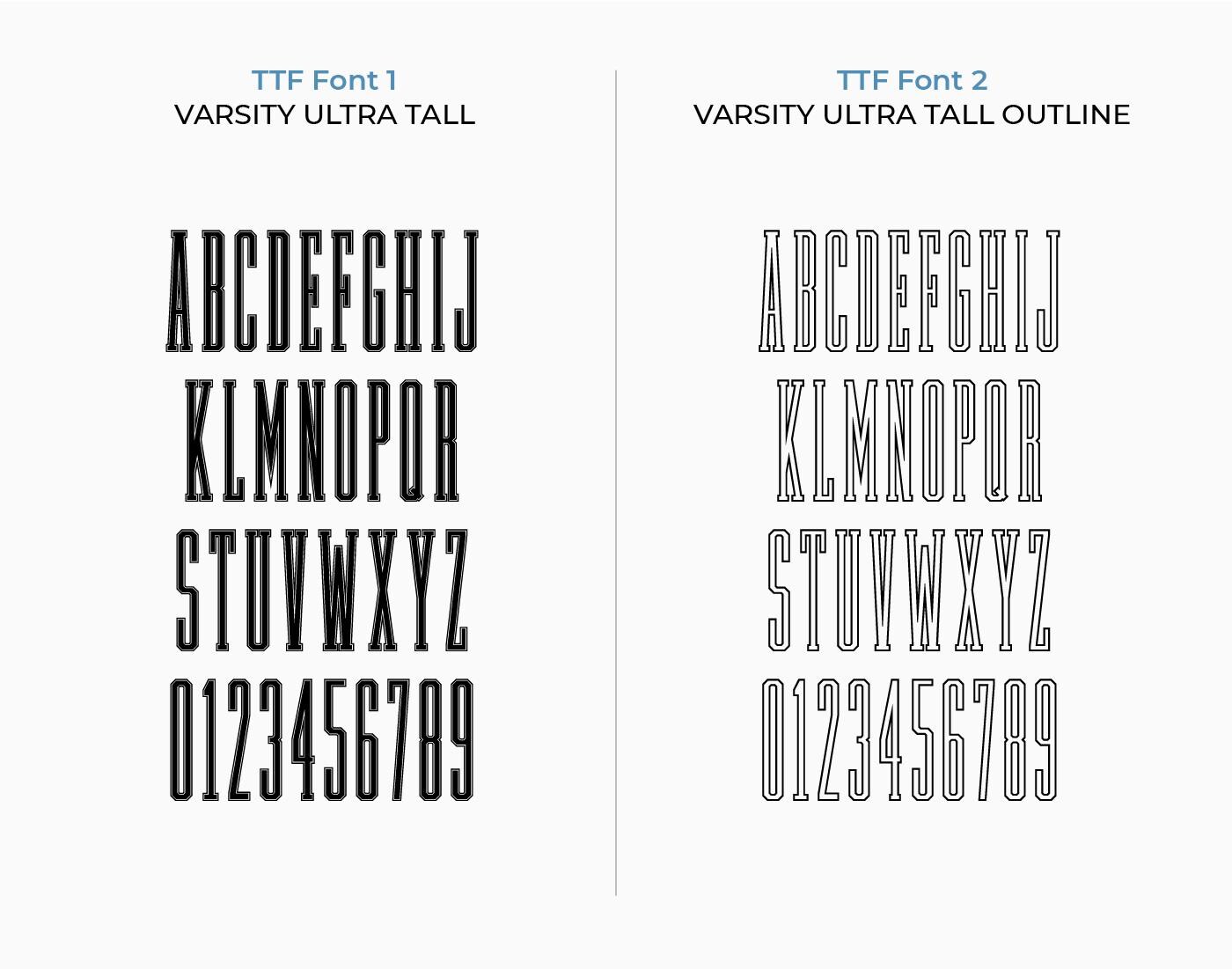 Varsity Fonts Ultra Tall TTF SVG DXF Ultra Tall Fonts Sport Fonts for ...