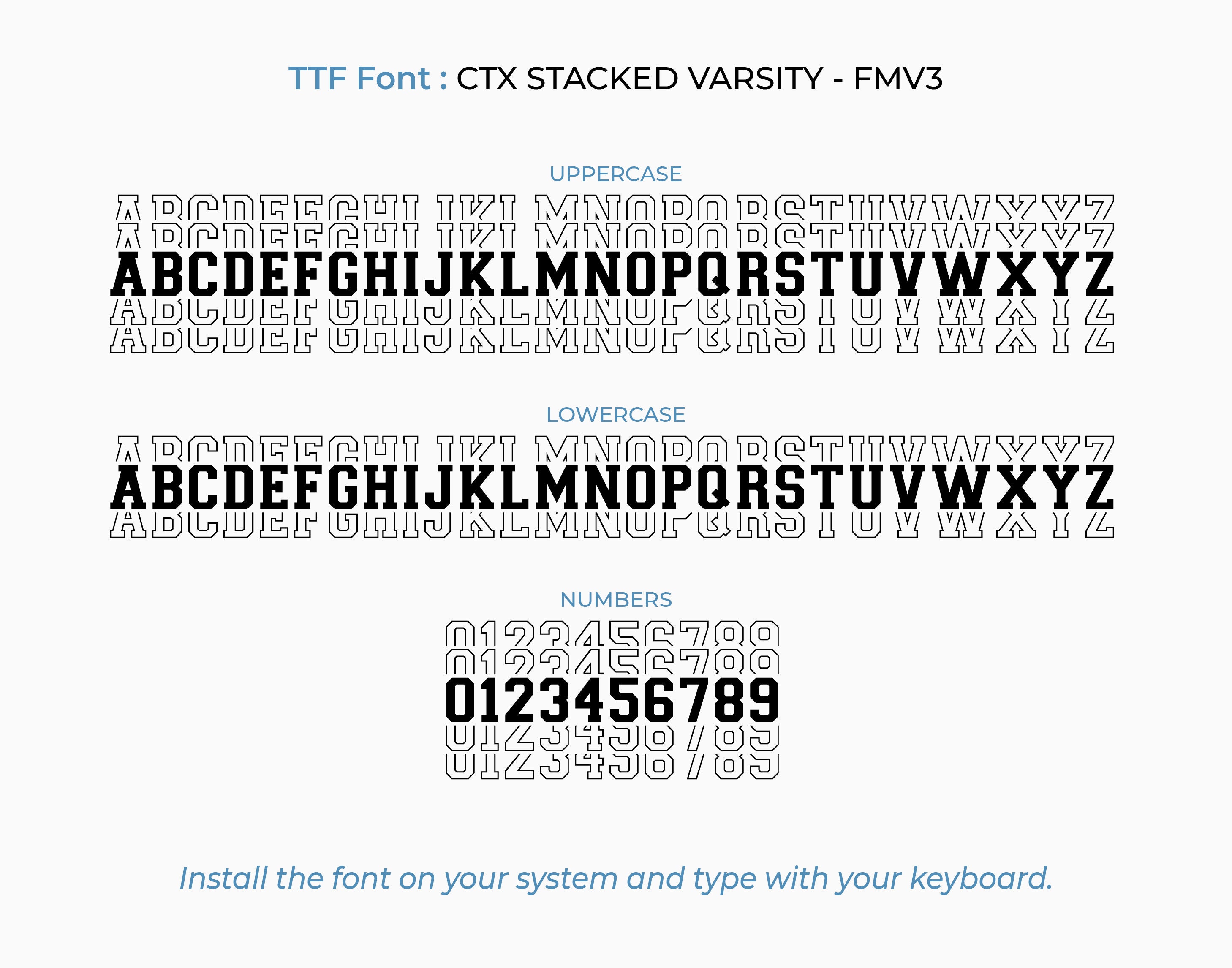 Stacked Font TTF SVG Stacked Varsity Font for Cricut Font Svg Mirror ...