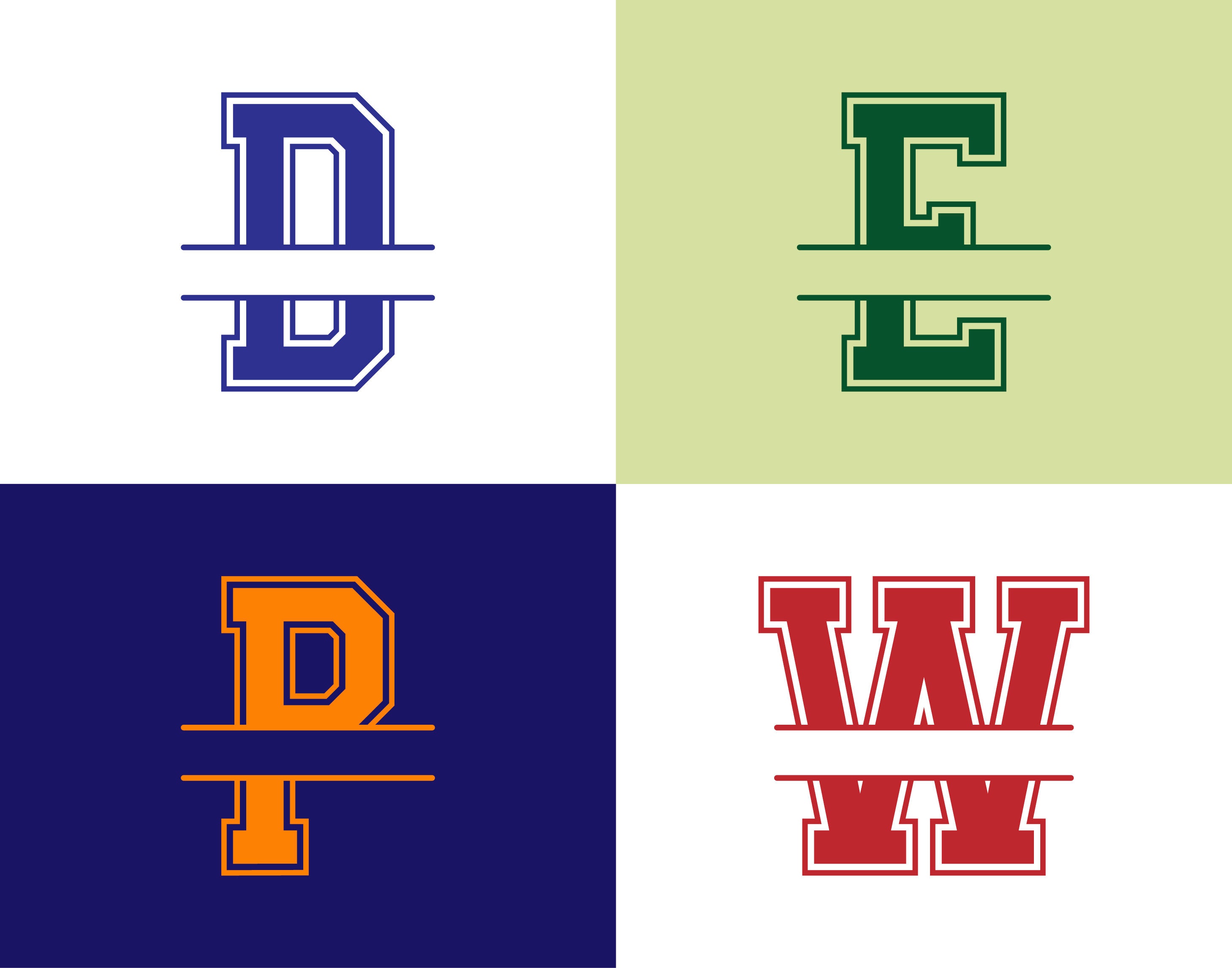 Split Monogram SVG-PNG, College Monogram Font, Sport Font, Athletic ...