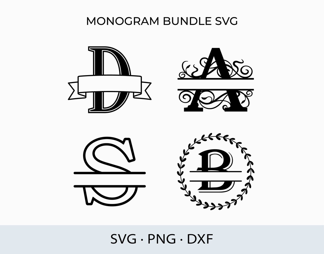 Monogram SVG PNG DXF Split Monogram Alphabet Monogram Letters Monogram ...