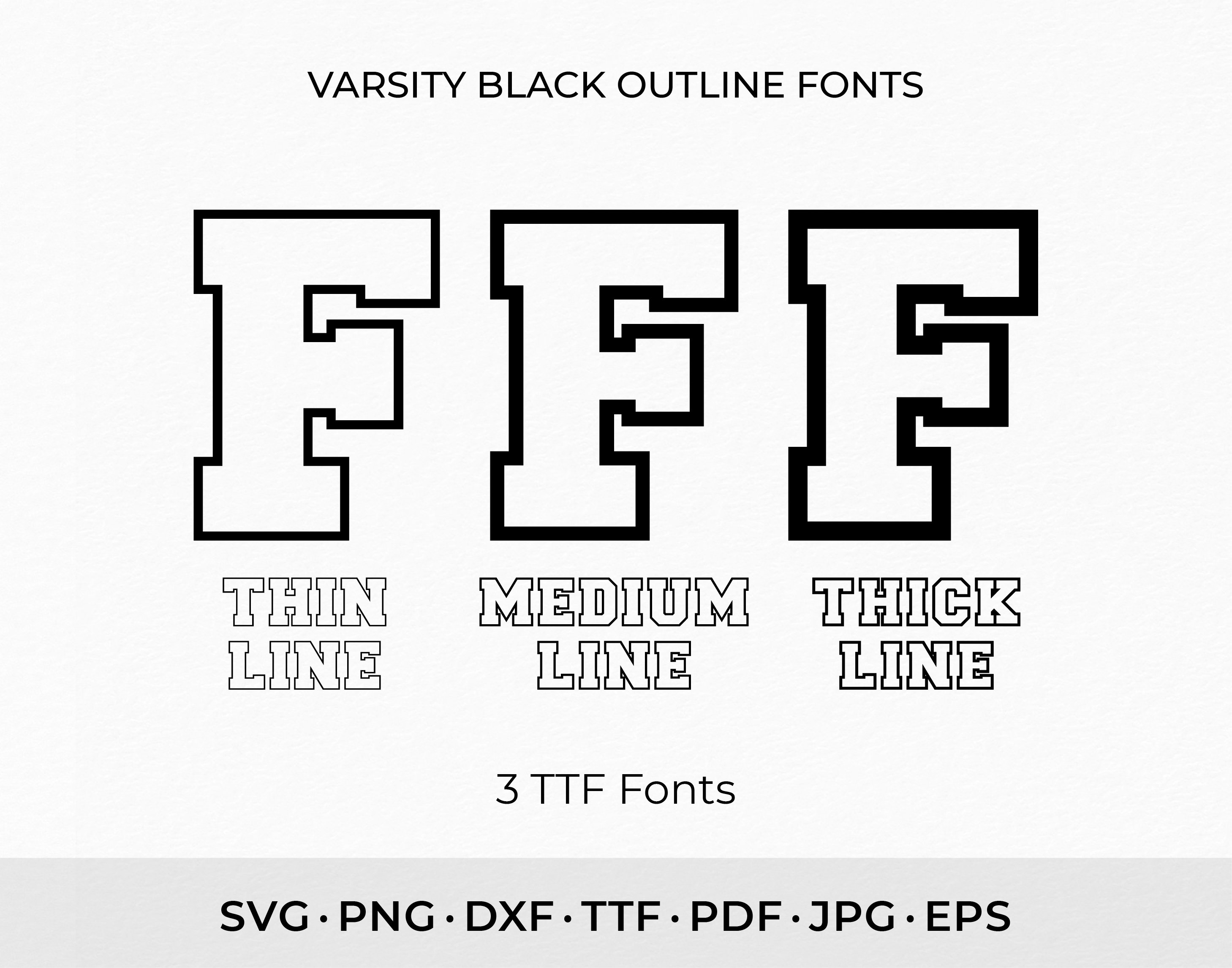 Varsity Font Svg Png Ttf College Font Svg Sport Font School Font Varsity Black Outline Font