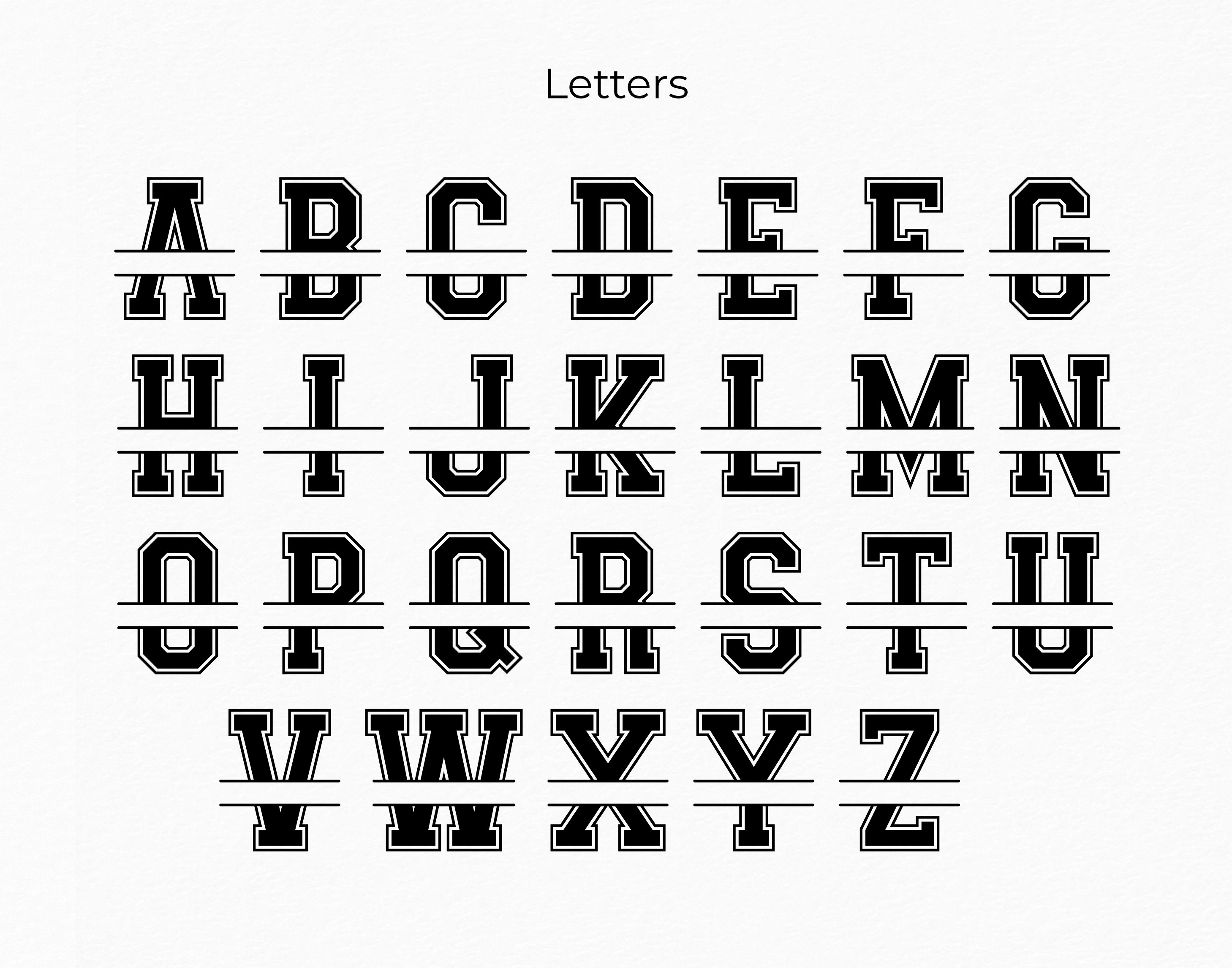 Split Monogram SVG-PNG, College Monogram Font, Sport Font, Athletic ...