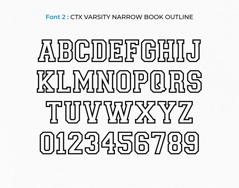 Varsity Font SVG, Narrow Book & Outline (digital Download) - Etsy