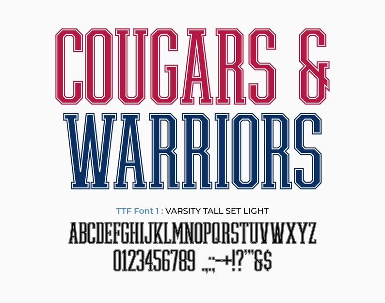 Varsity Tall Fonts TTF SVG College Fonts for Cricut Fonts, Sport Fonts ...