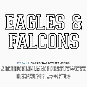 Varsity Narrow Outline Fonts TTF SVG College Fonts for Cricut Outline ...