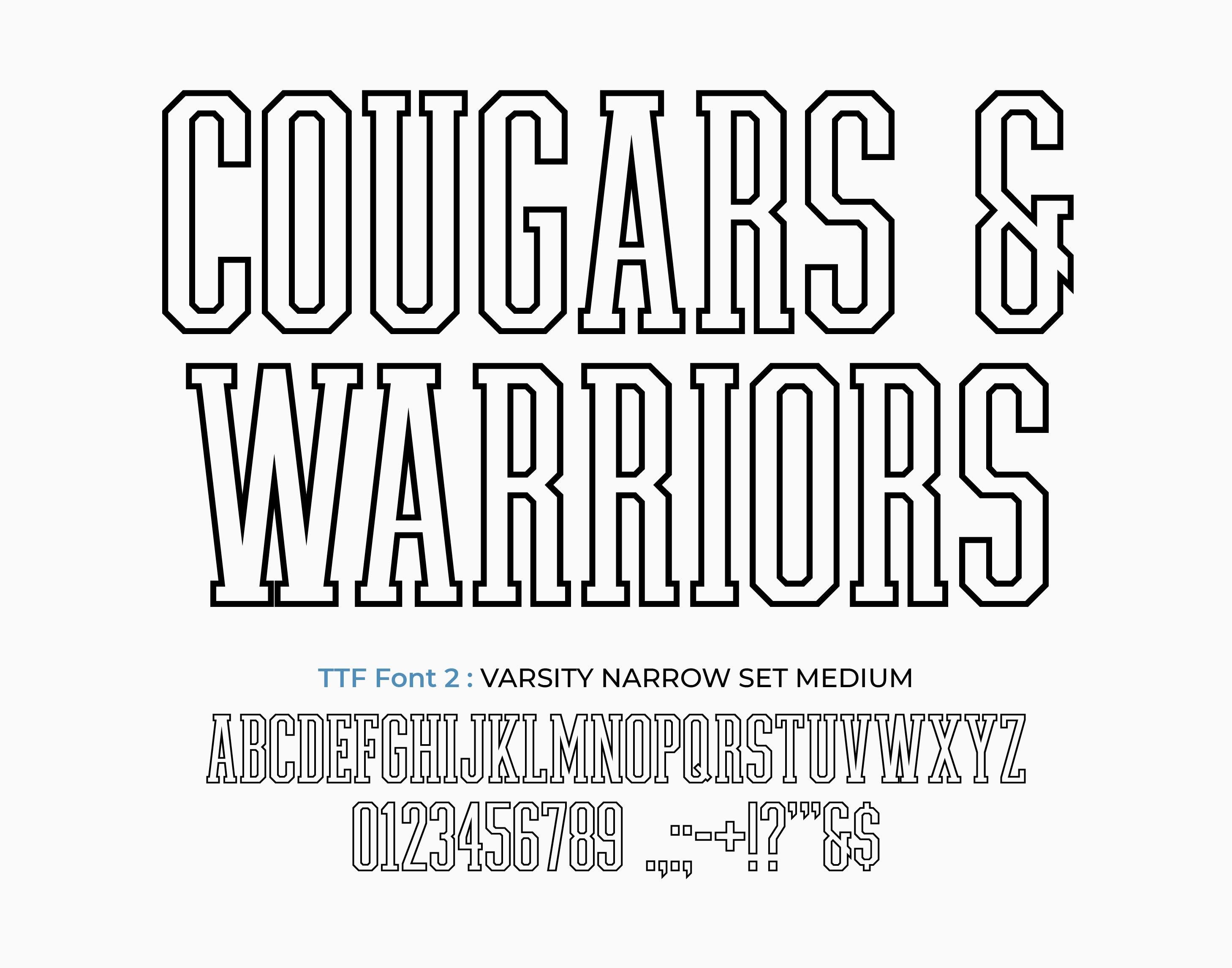 Varsity Tall Outline Fonts: TTF, SVG, College Sports Font (digital ...