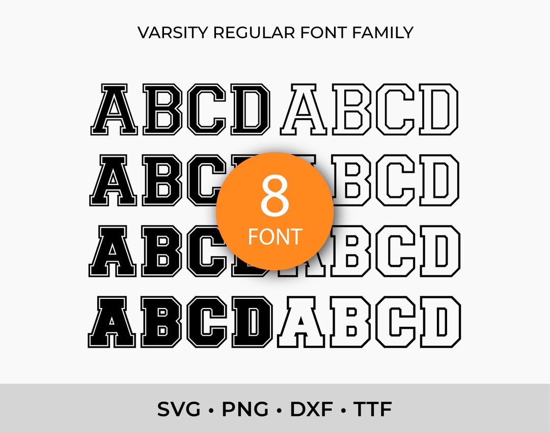 Varsity Font SVG TTF Fonts Bundle, College Font Svg Sports Font Svg ...