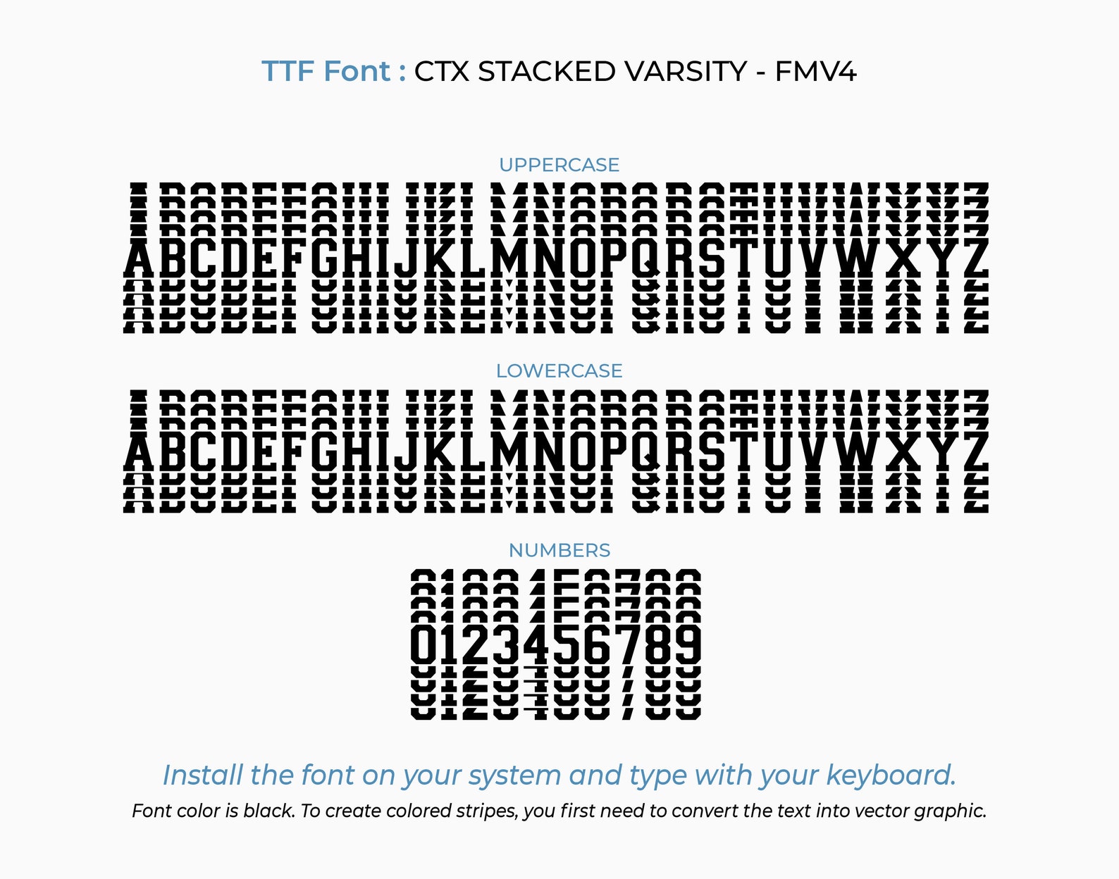 Stacked Font TTF SVG Stacked Varsity Font for Cricut Font Svg Mirror ...