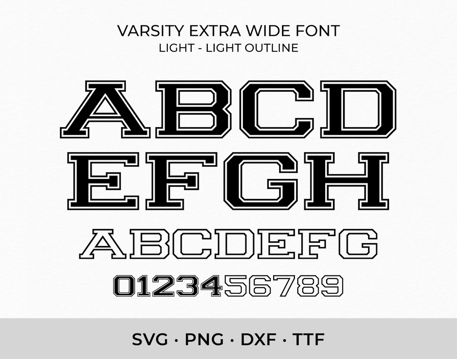 Varsity Font SVG TTF Extra Wide Light, College Font Svg Sports Font Svg ...