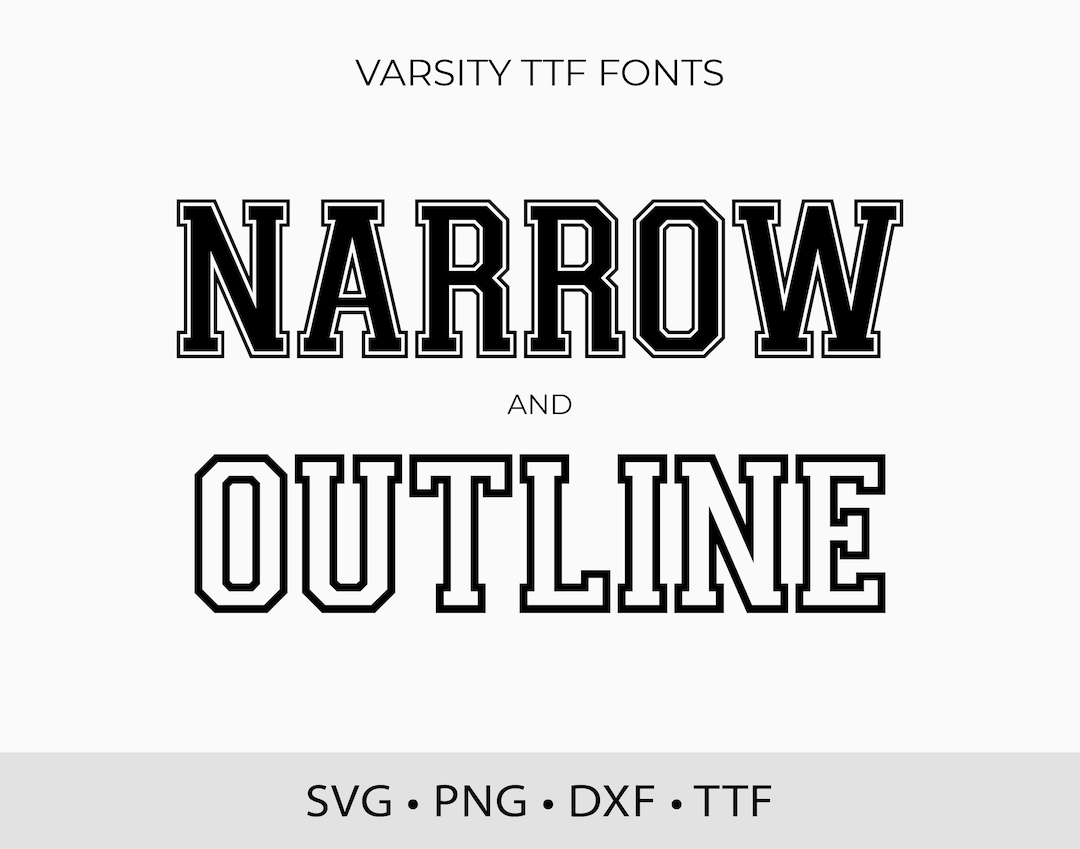 Varsity Fonts Narrow SVG TTF Split Alphabet, College Font, Sports Font ...