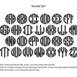 Circle Monogram SVG PNG DXF Circle Inline Monogram Split Letters ...