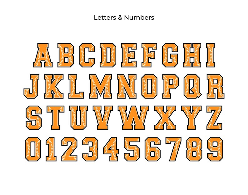 Letras de béisbol SVG Fuente Cricut Archivo de corte para silueta SVG ...