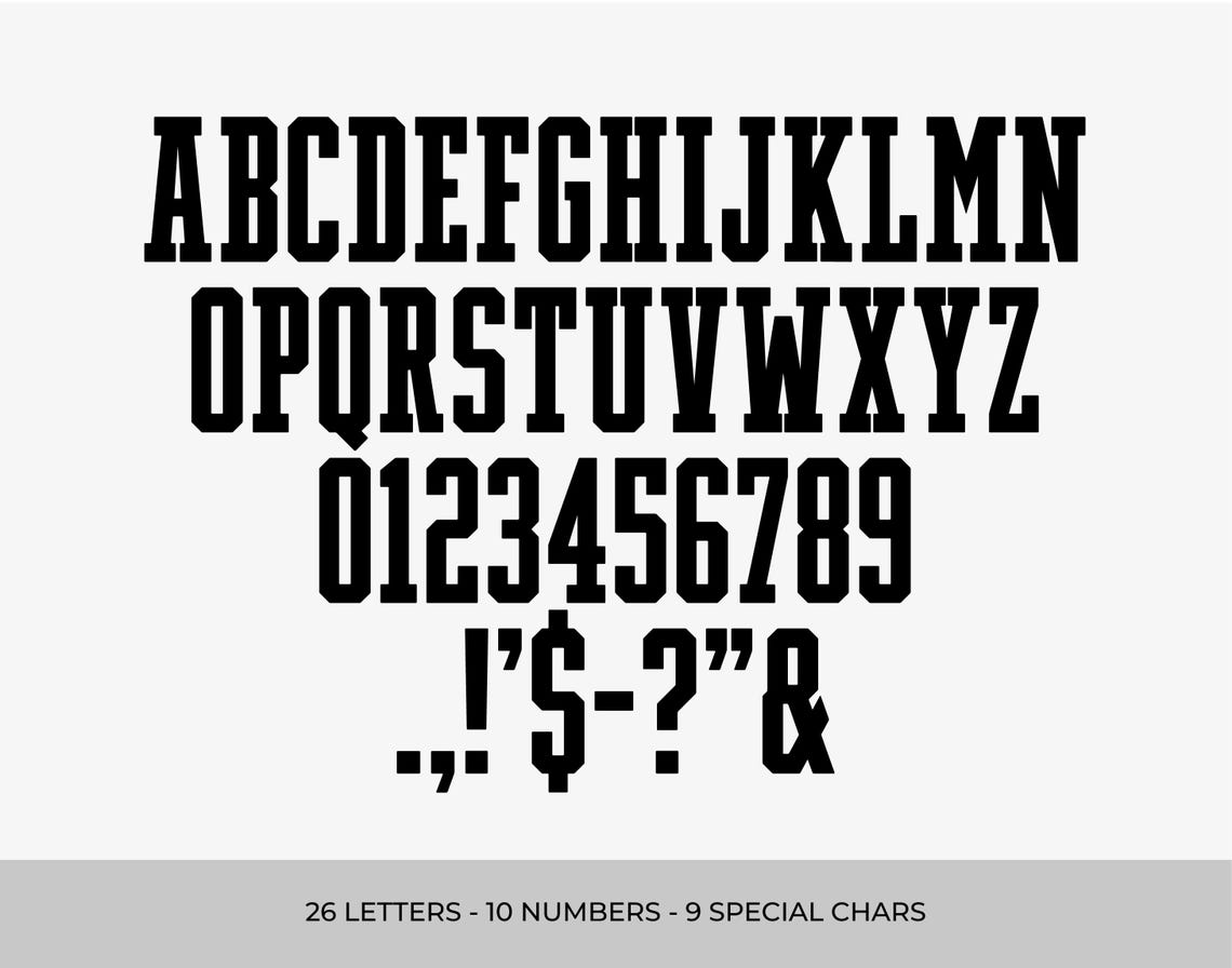 Jersey Tall Bold Font SVG TTF Tall Sports Font, College Tall Font ...