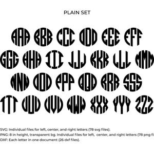 Circle Monogram SVG DXF PNG Split Letters Alphabet Cut Files for Cricut ...