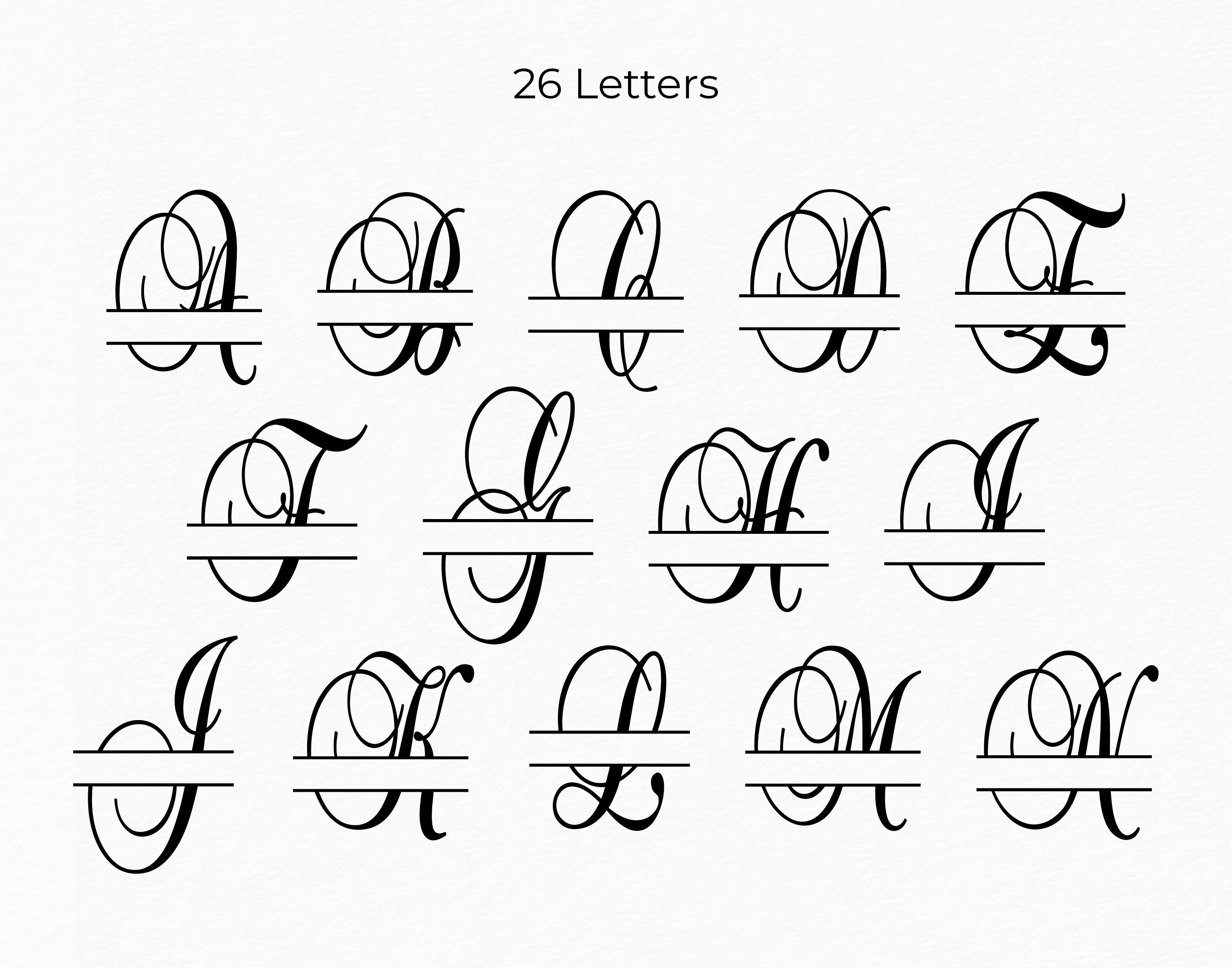 Split Monogram SVG PNG TTF Fancy Font Monogram Font Svg Monogram Name ...