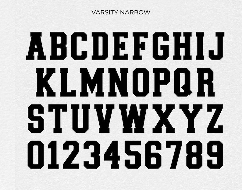 Varsity Narrow Fonts TTF SVG, Block and Outline Letters (downloadable ...