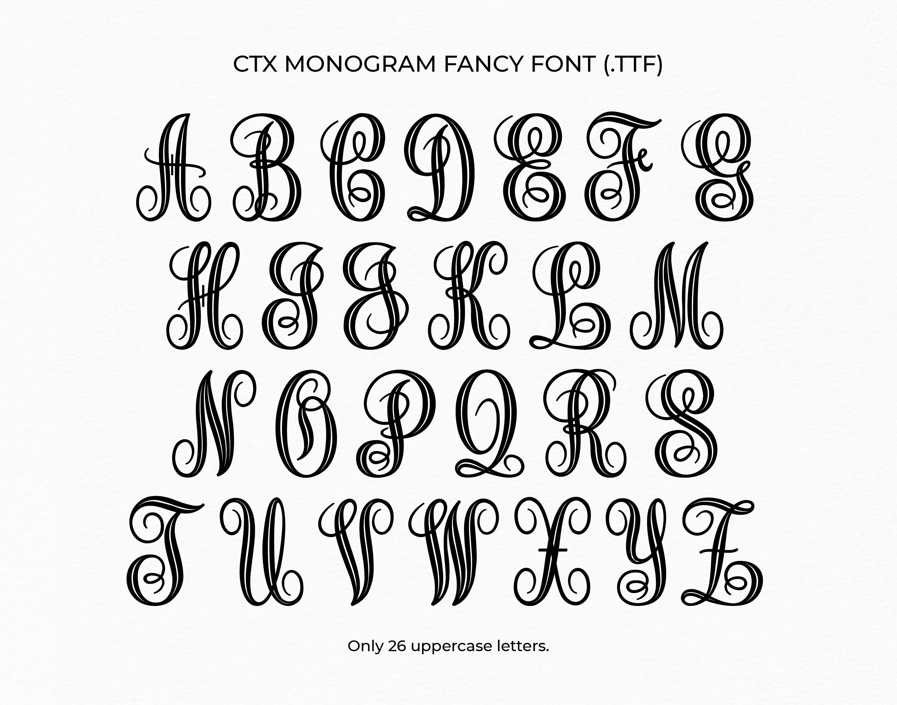 Monogram Font SVG TTF Fancy Font for Cricut Monogram Svg Files for ...