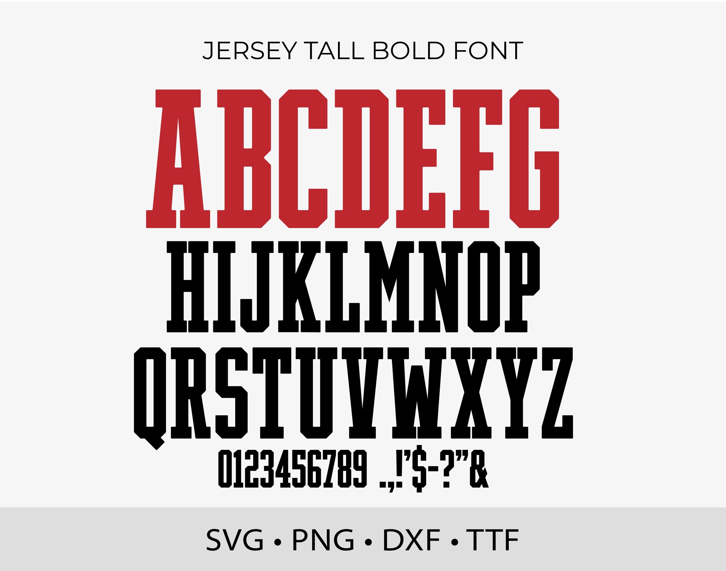 Jersey Tall Bold Font SVG TTF Tall Sports Font, College Tall Font ...