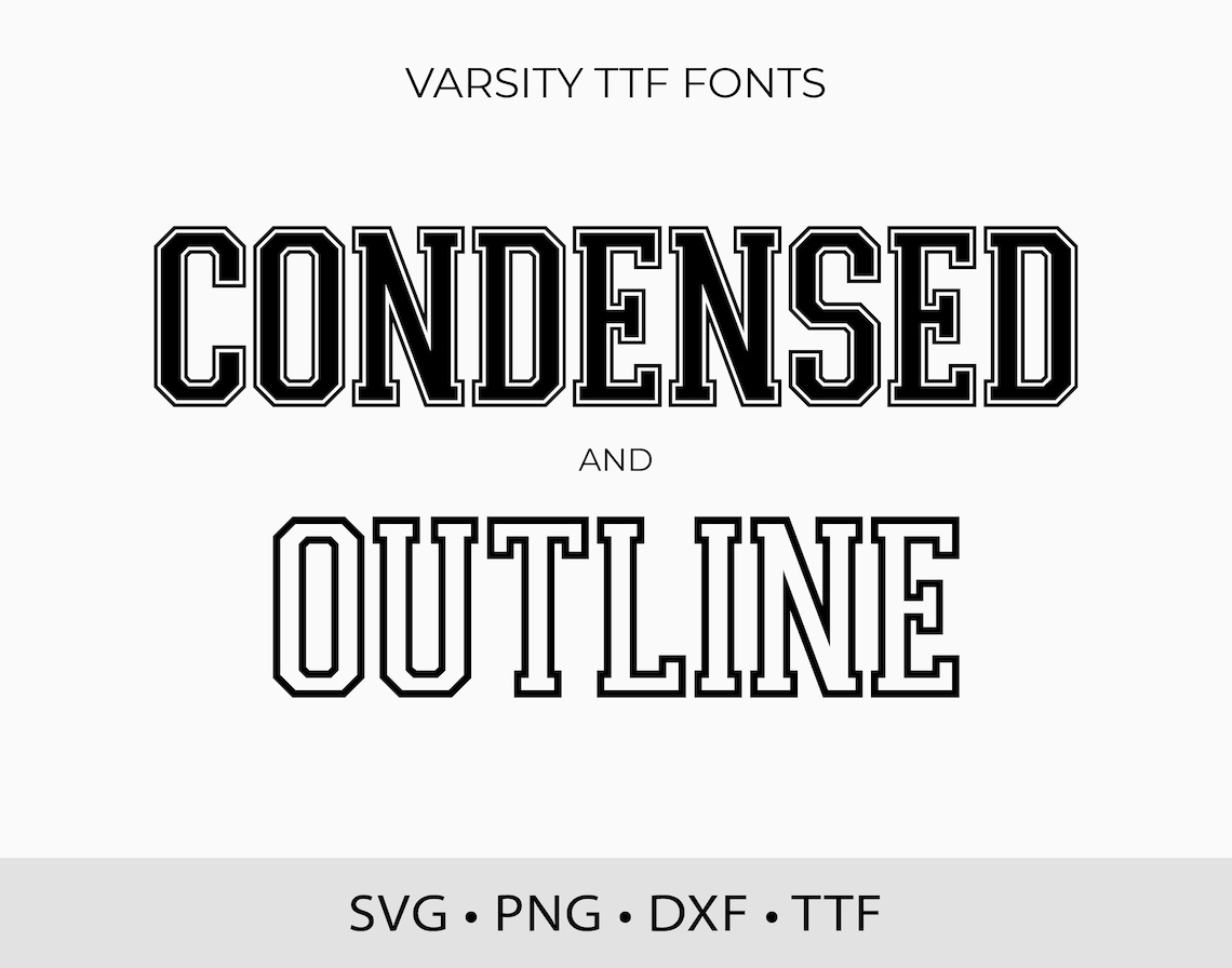 Varsity Fonts, Condensed & Outline, SVG TTF, Sports Font (digital ...