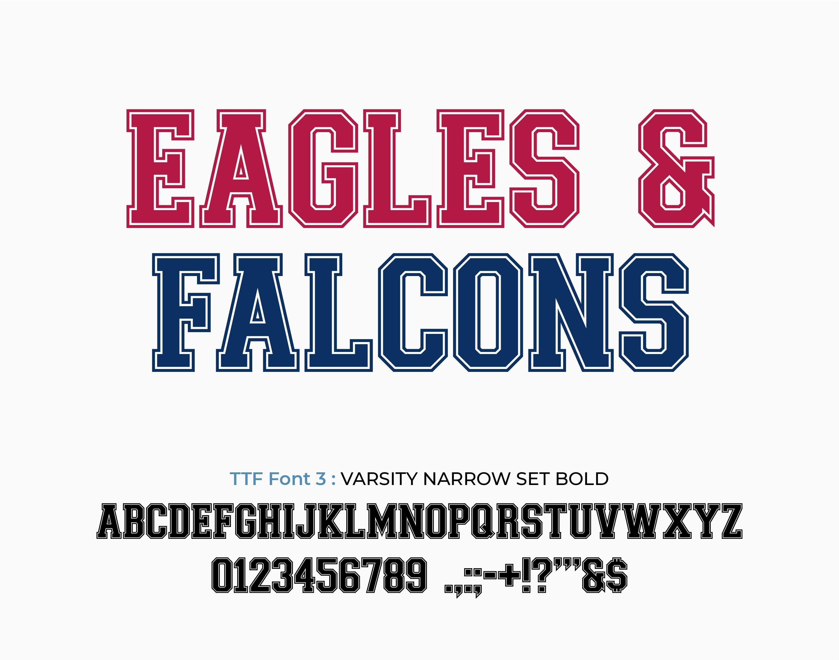 Varsity Narrow Fonts TTF SVG: College Sport Fonts for Cricut (digital ...