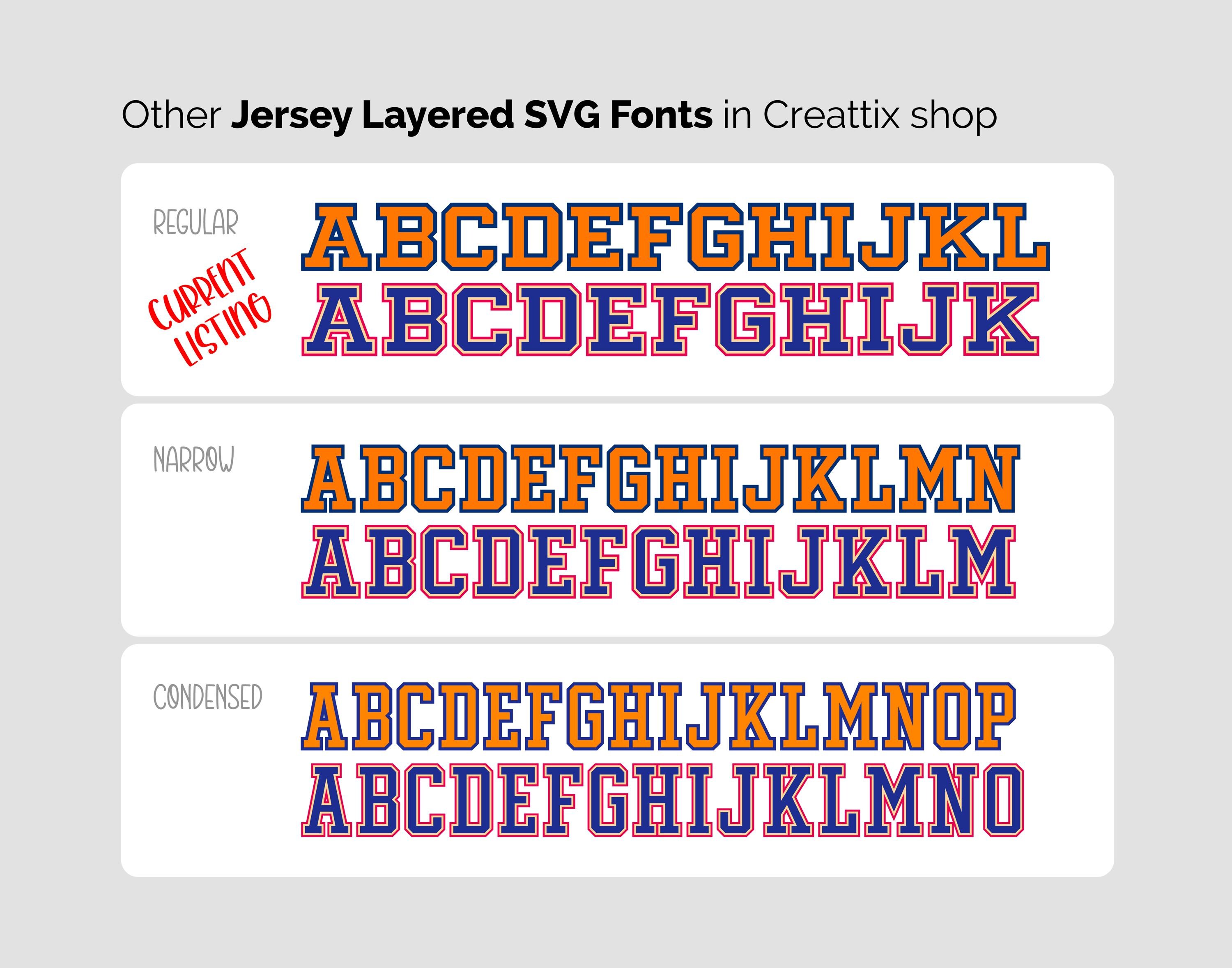 Jersey Layered SVG Fonts: College Alphabet Sports Letters (digital ...