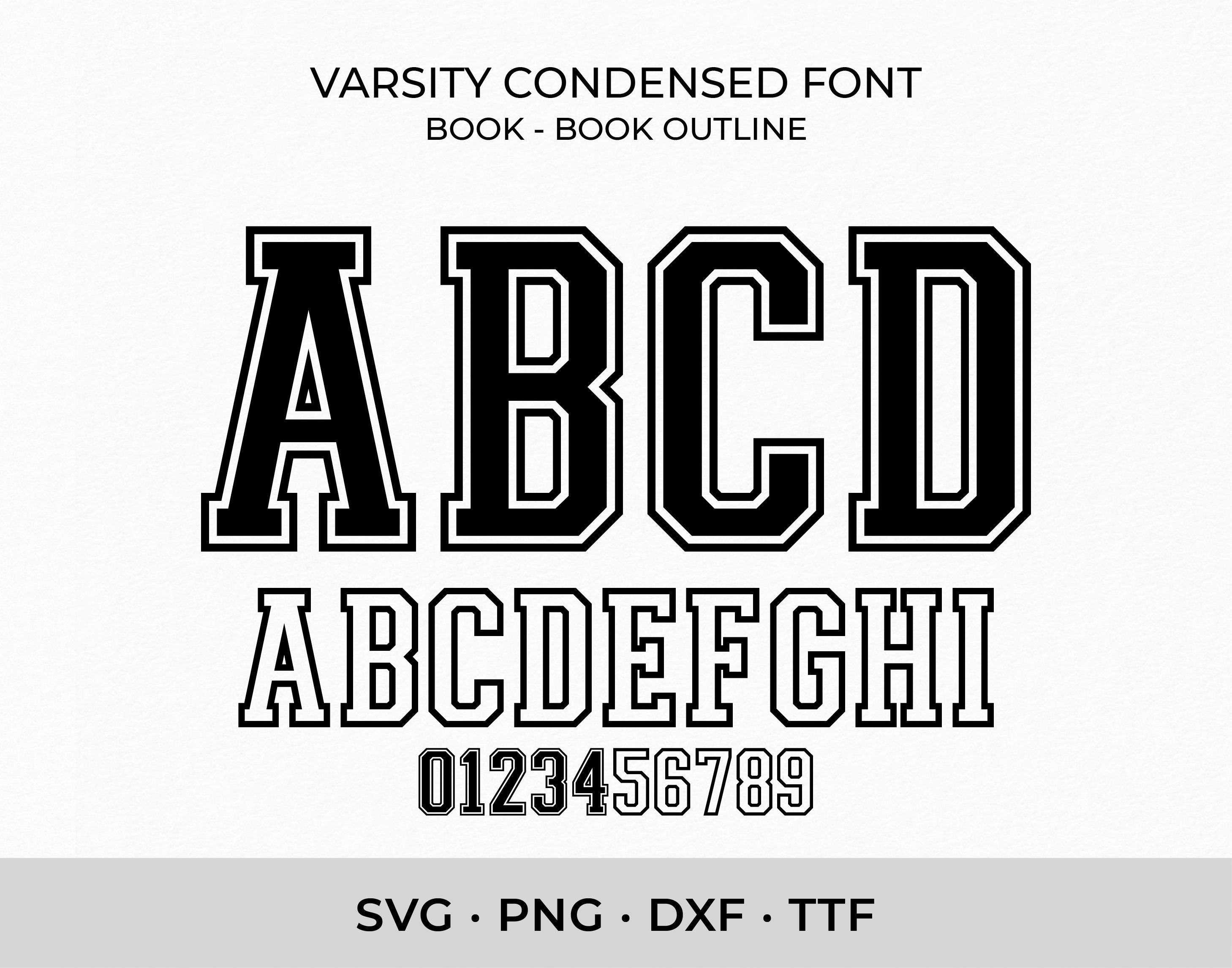 Varsity Font SVG TTF Condensed Book, College Font Svg Sports Font Svg ...