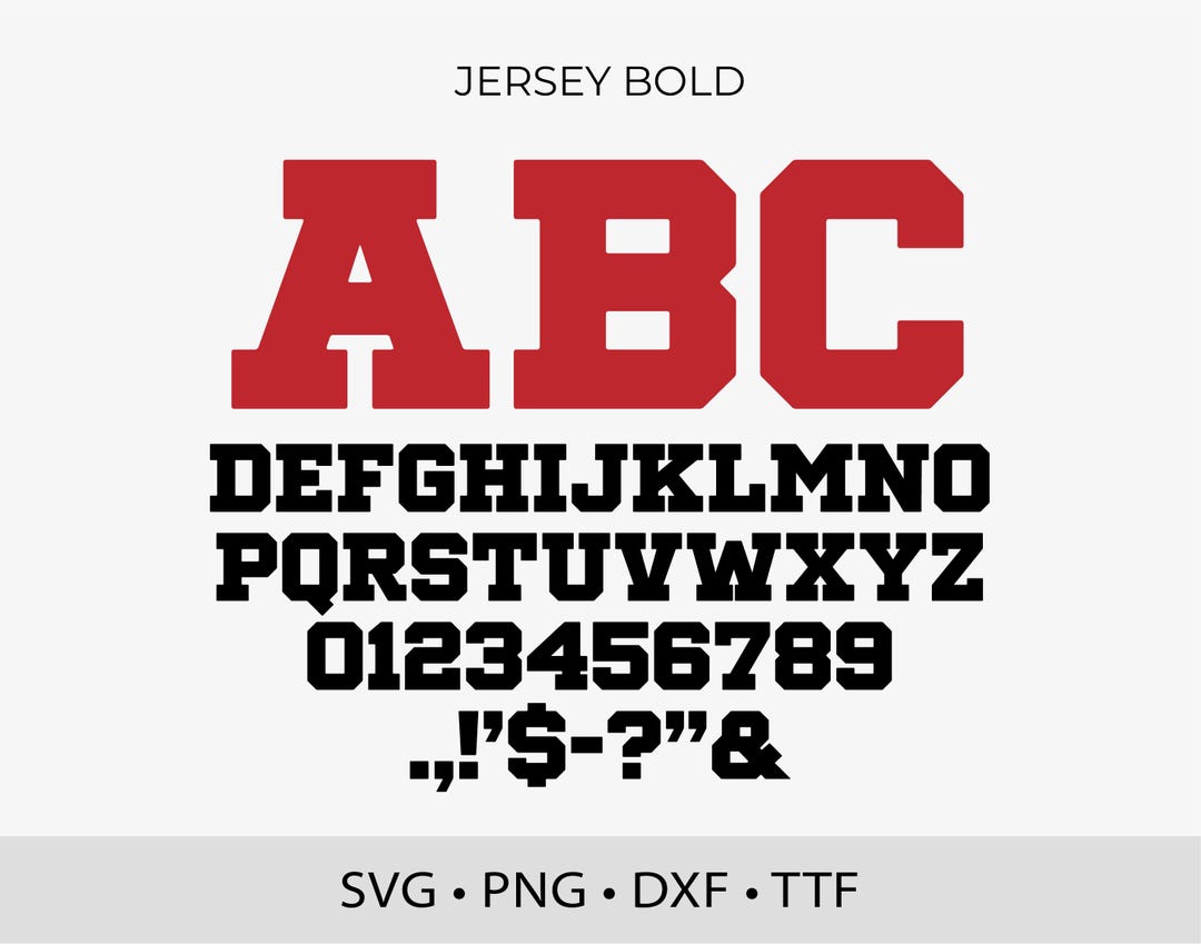 Jersey Bold Font SVG TTF Sports Letters TTF, College Svg Alphabet ...