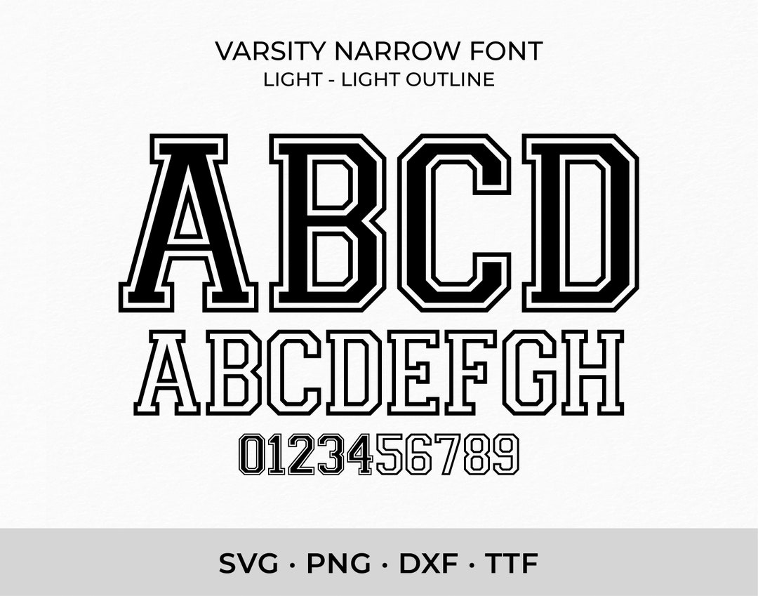 Varsity Narrow Light Font SVG, TTF, College Sports (digital Download ...