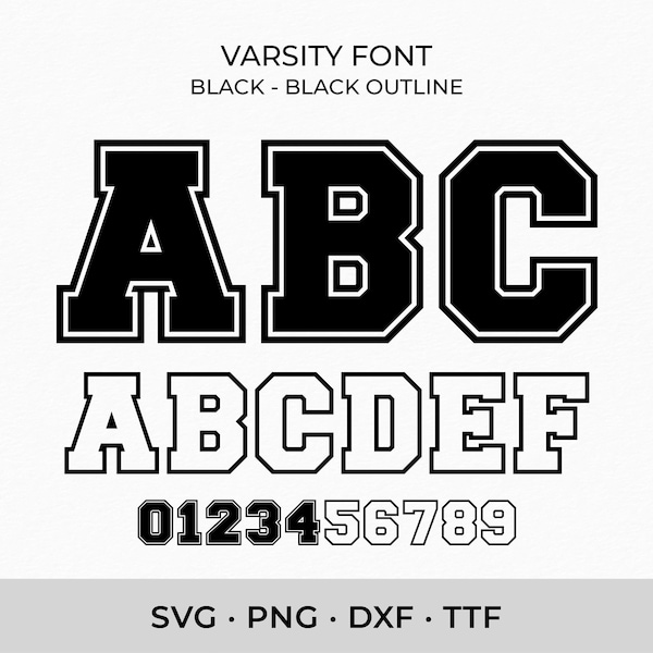 Large Outline Varsity Font - Etsy