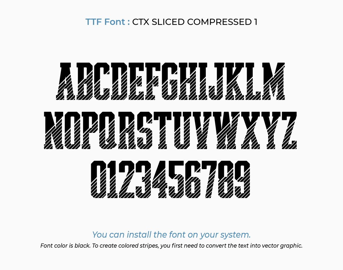 Sliced Stripe Font, Layered Letters TTF SVG DXF for Cricut (digital ...