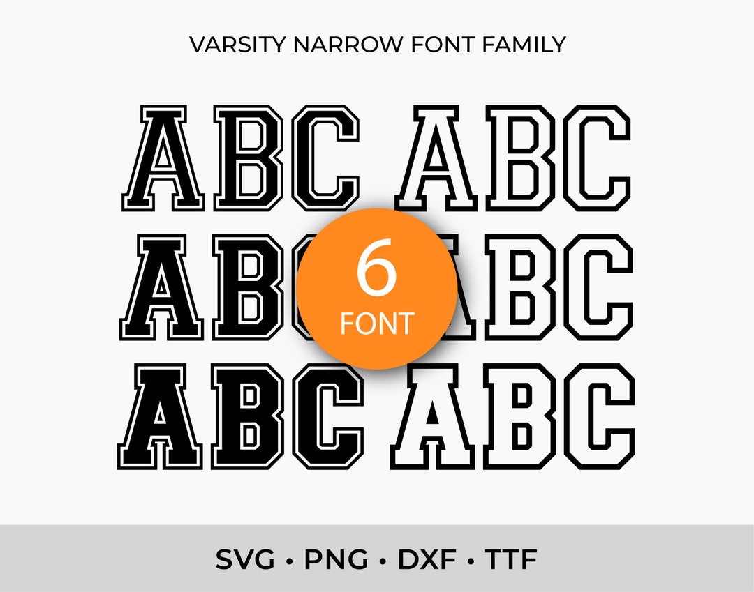Varsity Font SVG TTF Narrow Fonts Bundle, College Font Svg Sports Font ...