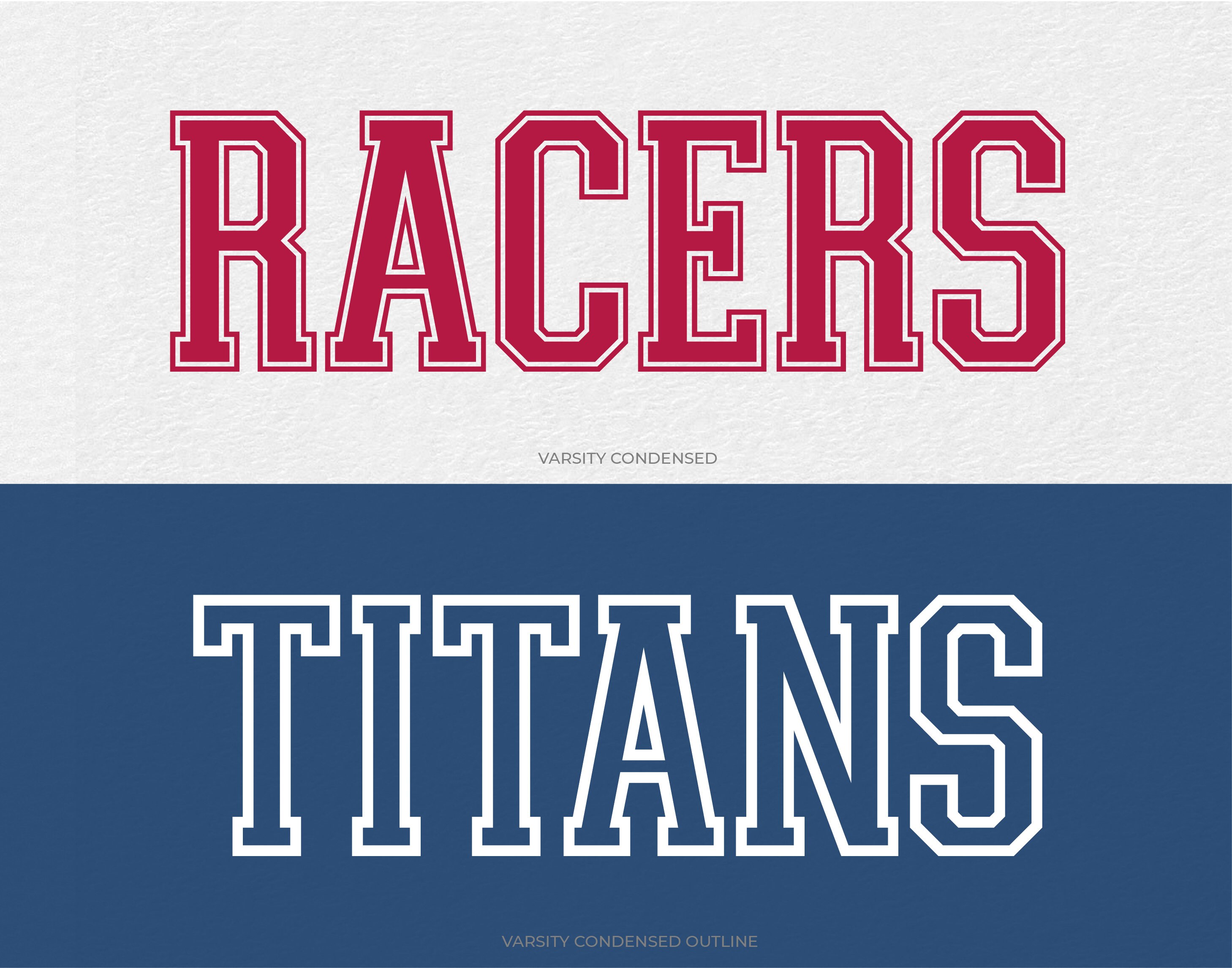 Varsity Fonts Condensed SVG TTF Split Alphabet, College Font, Sports ...