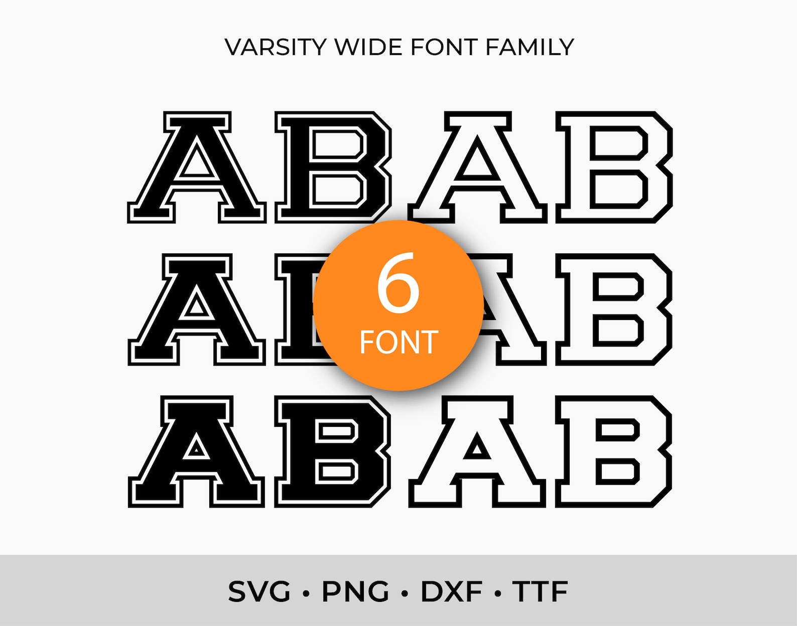 Varsity Font SVG TTF Wide Fonts Bundle, College Font Svg Sports Font ...