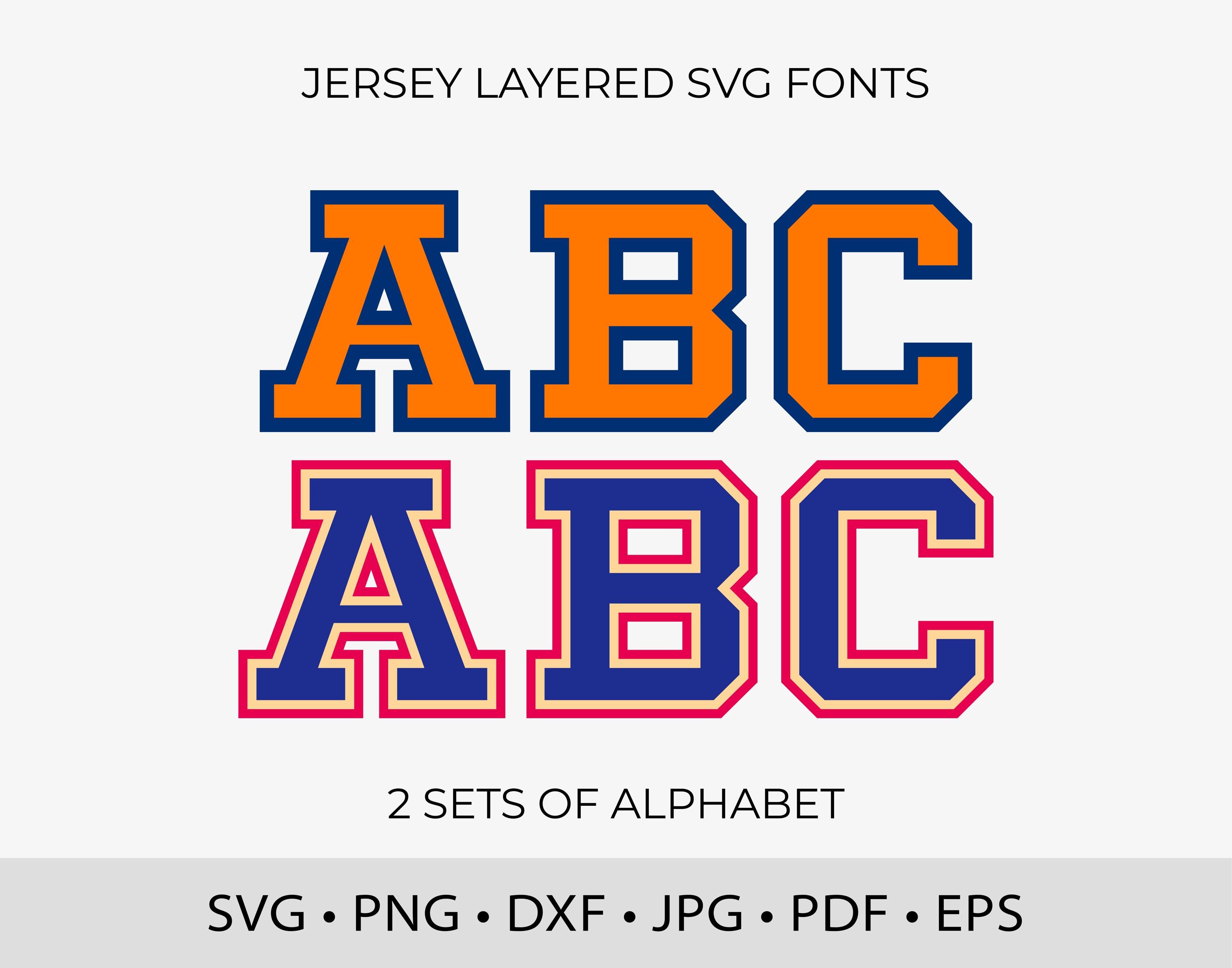 Jersey Layered SVG Fonts: College Alphabet Sports Letters (digital ...