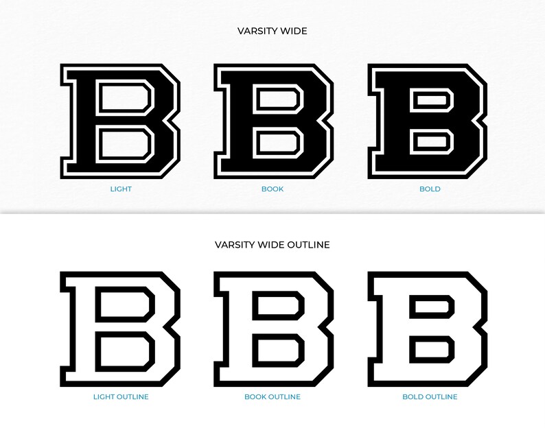 Varsity Font SVG TTF Wide Fonts Bundle, College Font Svg Sports Font ...