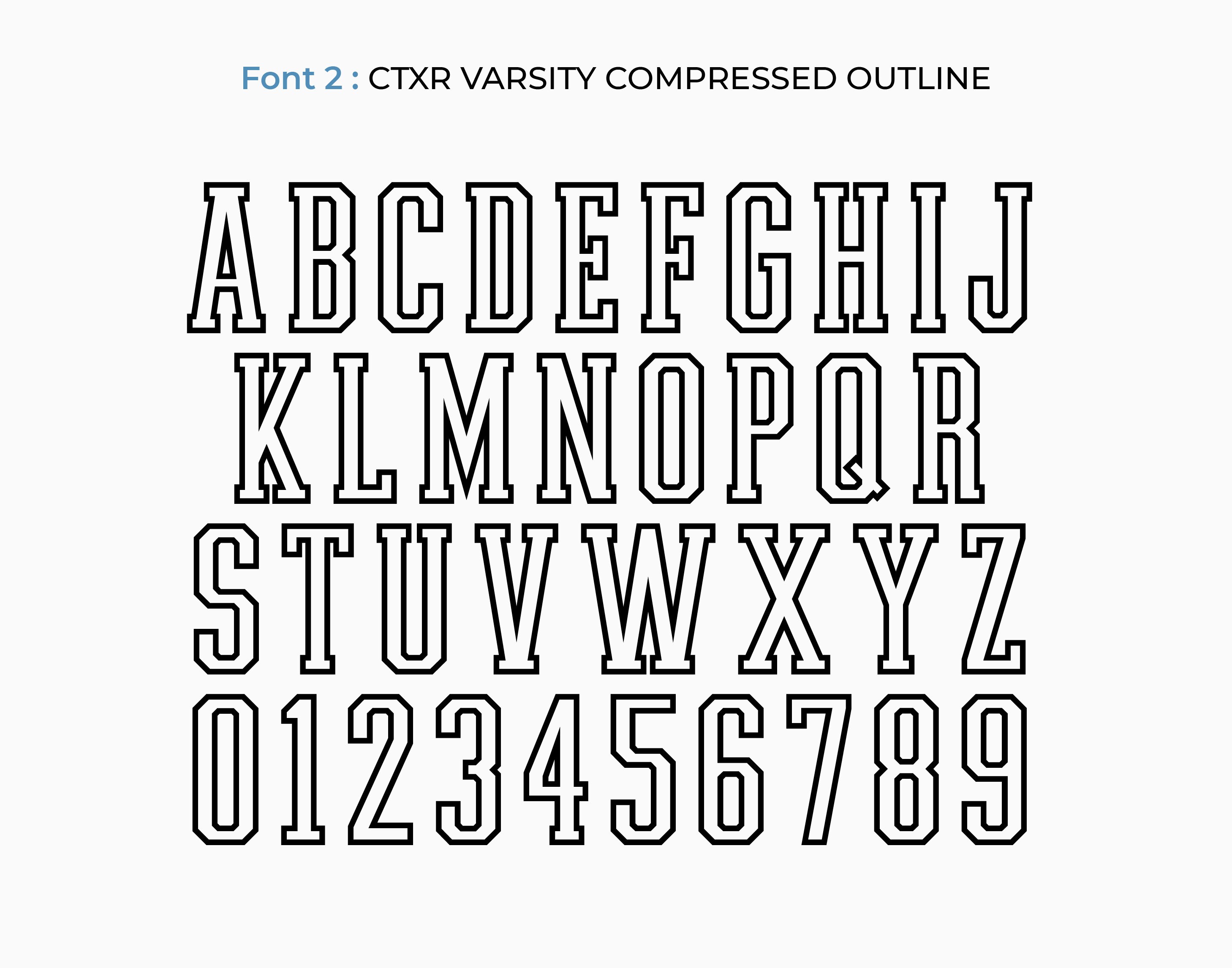 Varsity Compressed Fonts TTF SVG, Outline Alphabet (digital Download ...